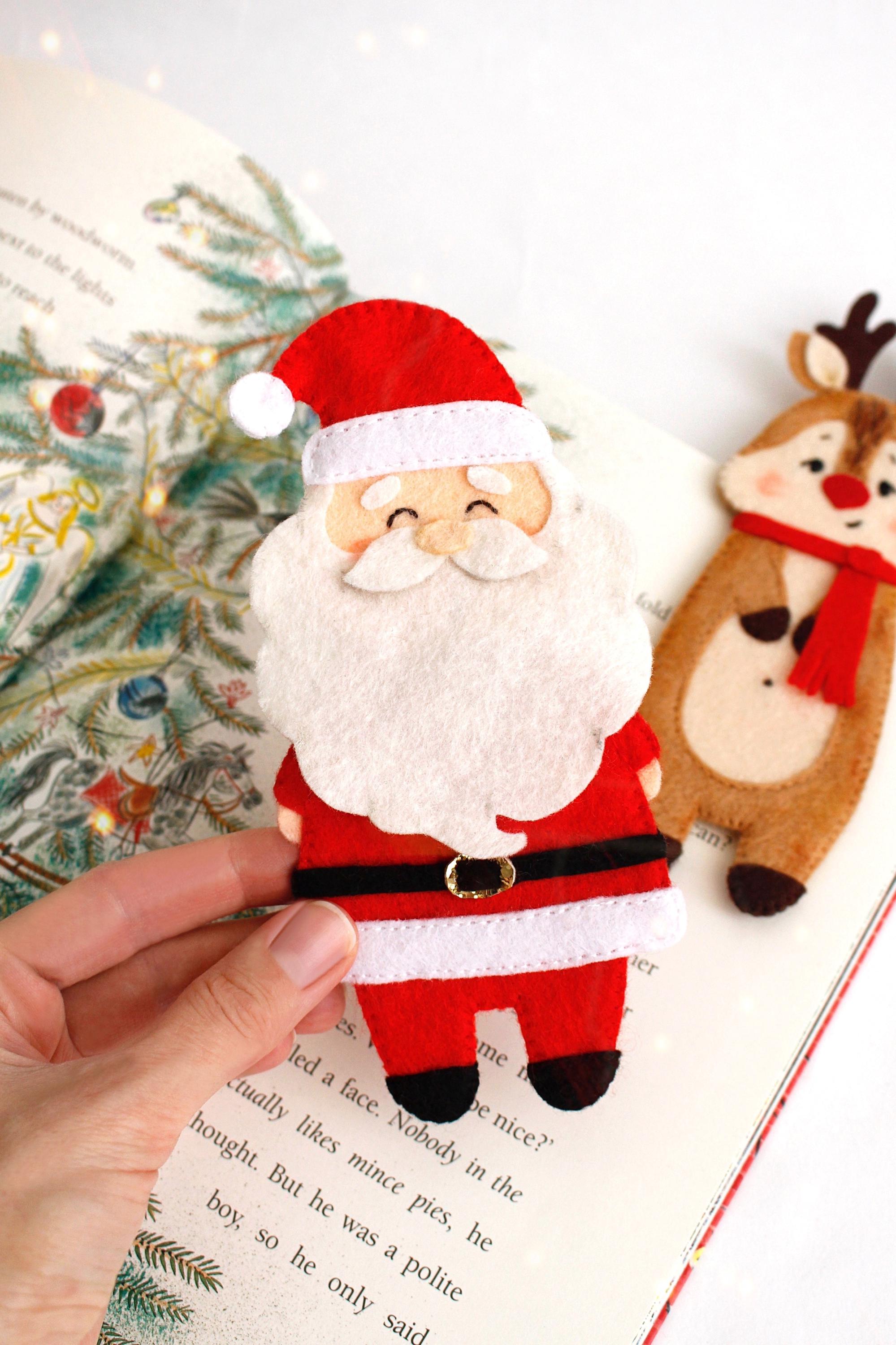 Felt Santa Claus & Reindeer Rudolph Bookmarks Hand Sewing PDF Tutorial ...