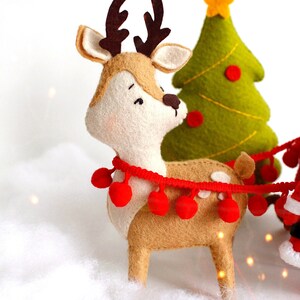 Felt Santa Claus, the Reindeer Rudolph and Santa's Sleigh With ...
