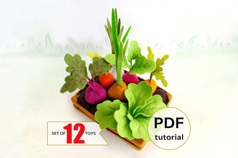 Felt Vegetable Garden Hand Sewing PDF Tutorial With Patterns. DIY Felt ...