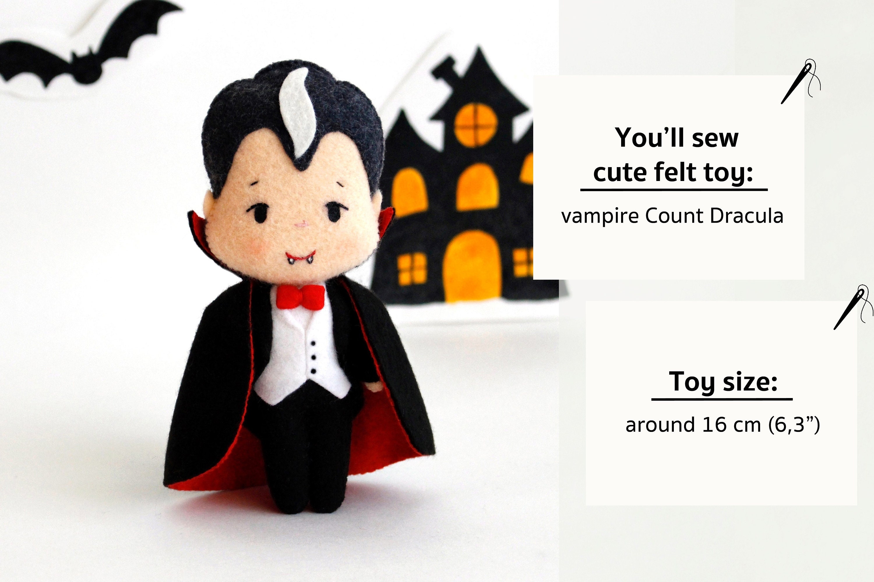 Felt Vampire Count Dracula Hand Sewing PDF Tutorial With Patterns. DIY ...