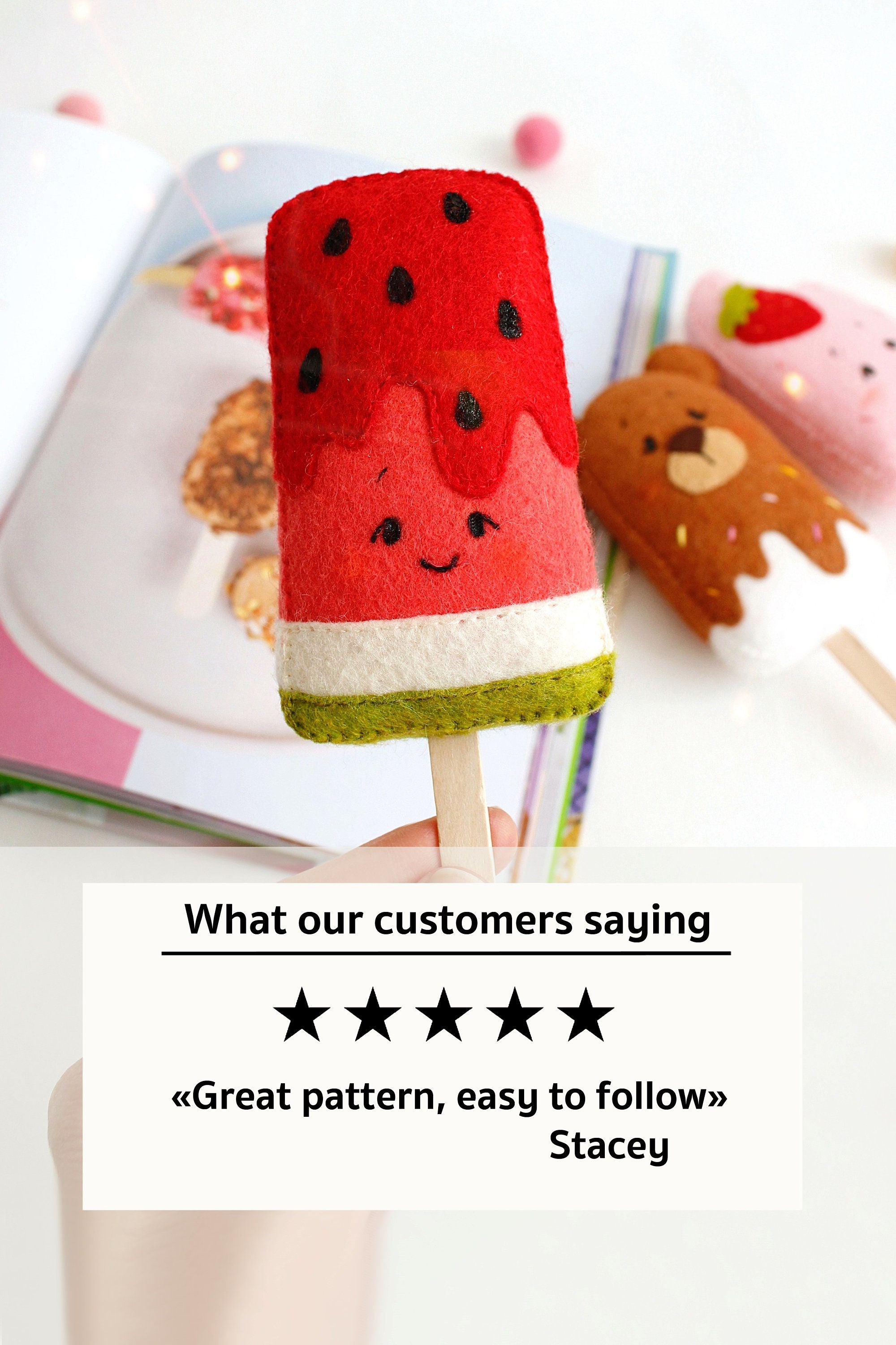 Felt Ice Cream Popsicles PDF Tutorial With Patterns. DIY Pretend Play ...