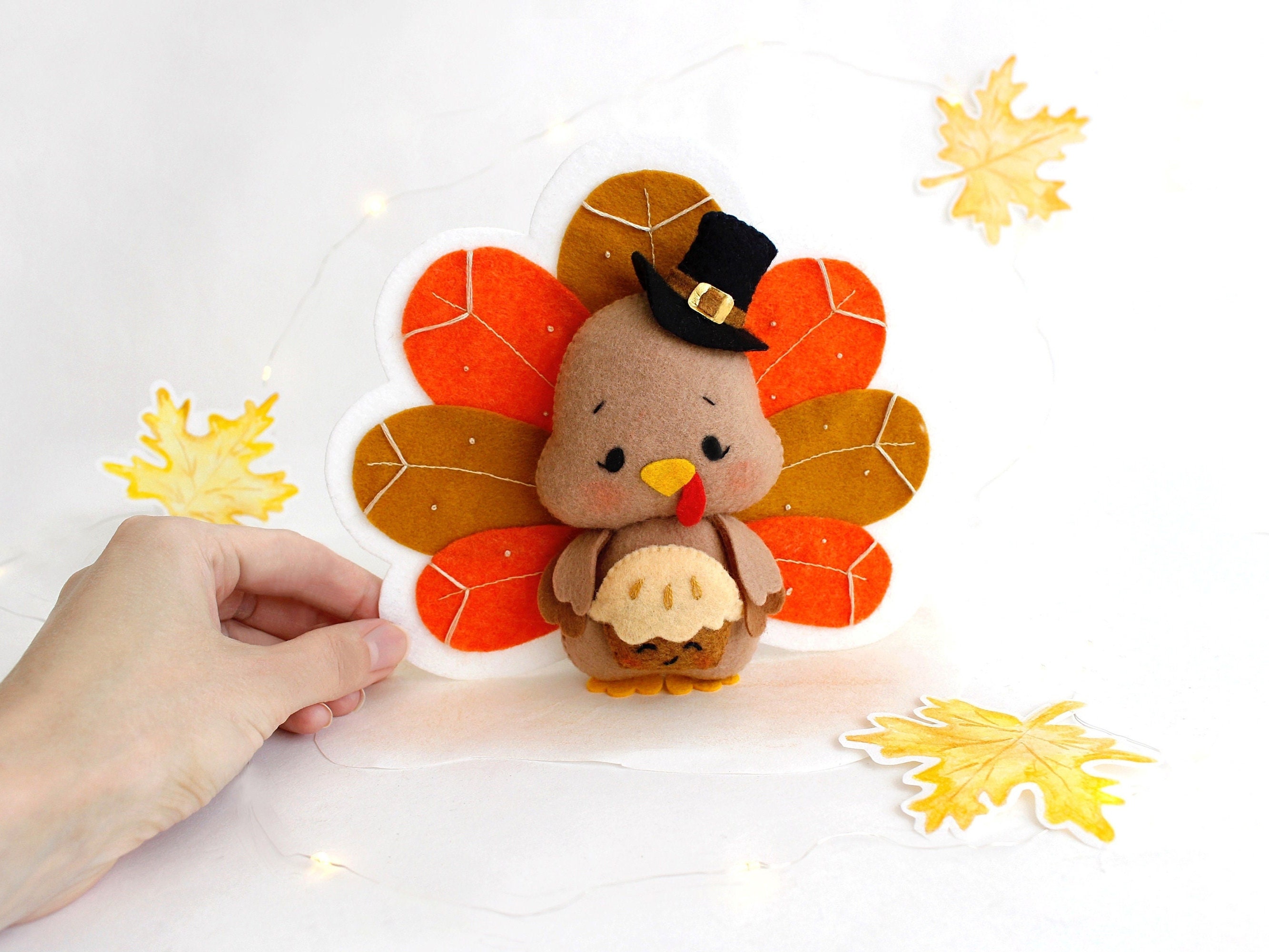 Felt Thanksgiving Turkey With Pie Hand Sewing PDF Tutorial With ...