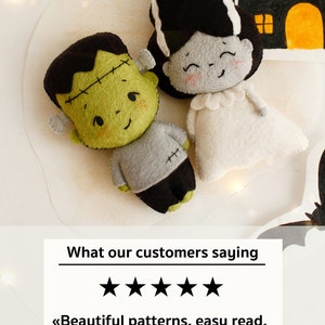 Felt Frankenstein & Bride PDF Tutorial With Patterns. DIY Halloween ...