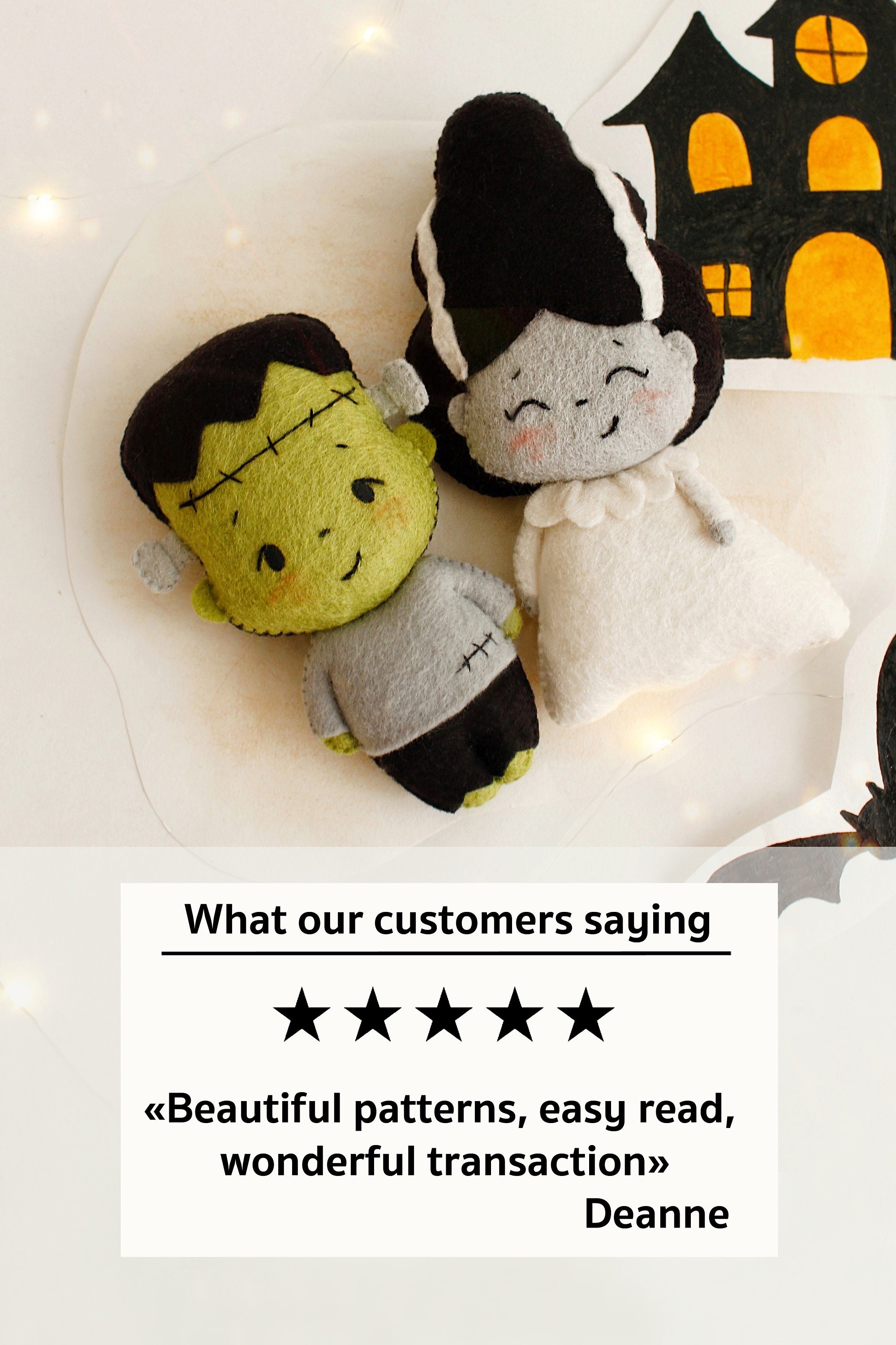 Felt Frankenstein & Bride PDF Tutorial With Patterns. DIY Halloween ...