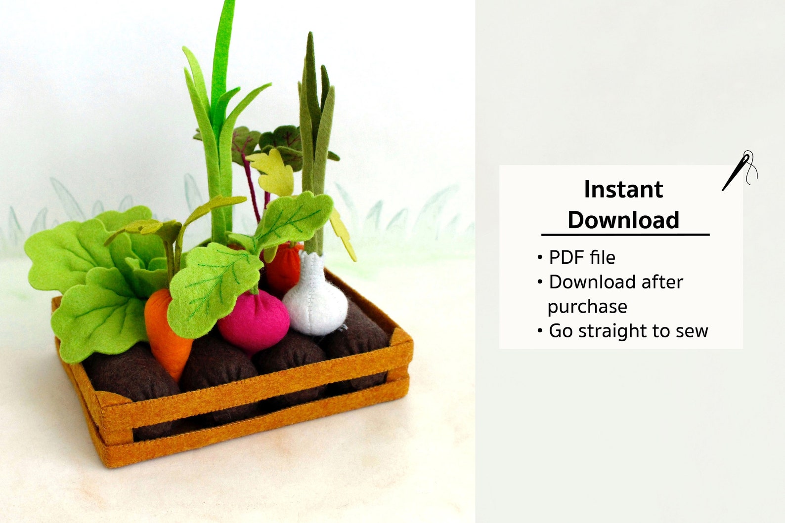 Felt Vegetable Garden Hand Sewing PDF Tutorial With Patterns. DIY Felt ...