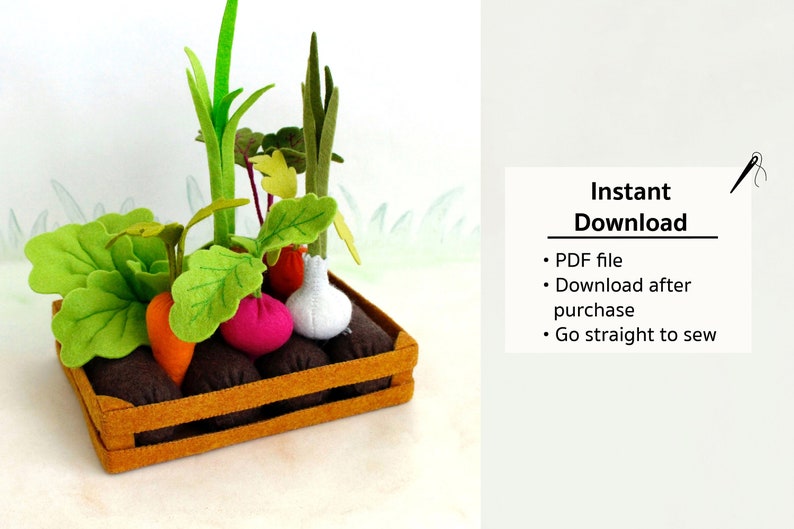 Felt Vegetable Garden Hand Sewing PDF Tutorial With Patterns. DIY Felt ...
