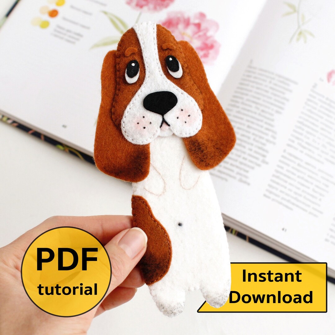 Felt Long Dog Basset Hound Kids Bookmark Hand Sewing PDF Tutorial With ...