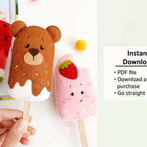Felt Ice Cream Popsicles PDF Tutorial With Patterns. DIY Pretend Play ...