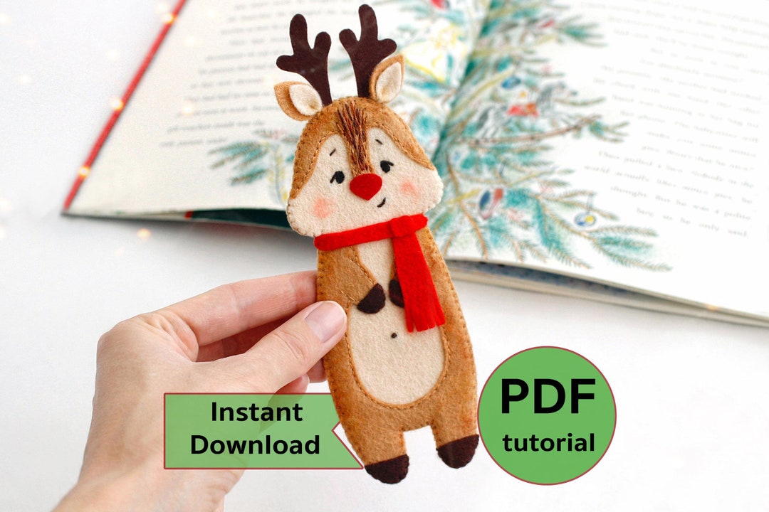 Felt Reindeer Rudolph Bookmark Hand Sewing PDF Tutorial With Patterns ...