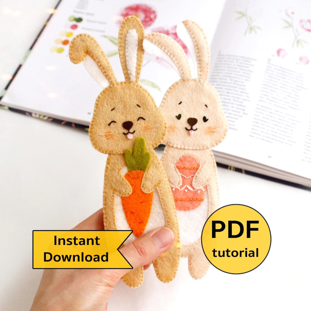 Felt Easter Bunnies Bookmarks Hand Sewing PDF Tutorial With Patterns: DIY Easter Ornament - Etsy