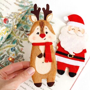 Felt Santa Claus & Reindeer Rudolph Bookmarks Hand Sewing PDF Tutorial ...