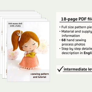 Felt Mama Doll With Baby Hand Sewing PDF Tutorial With Patterns. Mother ...