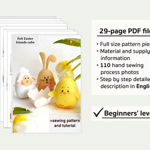 Felt Easter Chick in the Eggshell, Bunny & Lamb Sewing PDF Tutorial With Patterns: DIY Farm ...