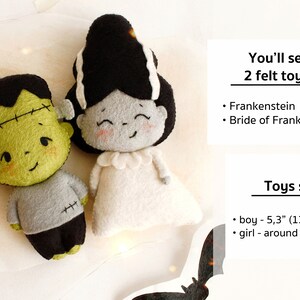 Felt Frankenstein & Bride PDF Tutorial With Patterns. DIY Halloween ...