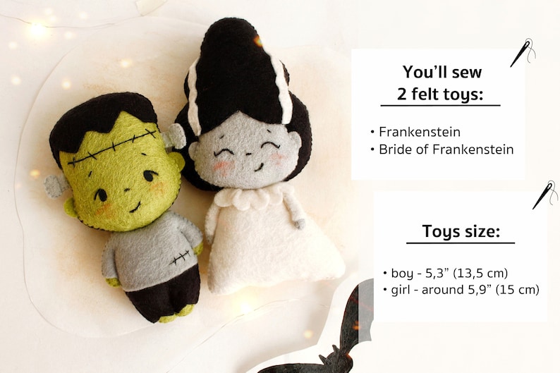 Felt Frankenstein & Bride PDF Tutorial With Patterns. DIY Halloween ...