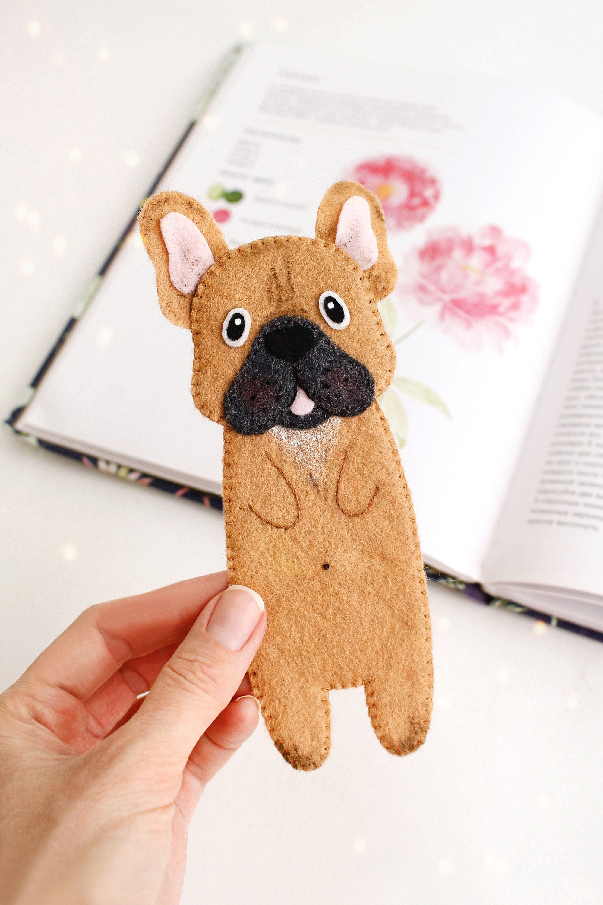 Felt Long French Bulldog Kids Bookmark Hand Sewing PDF Tutorial With ...