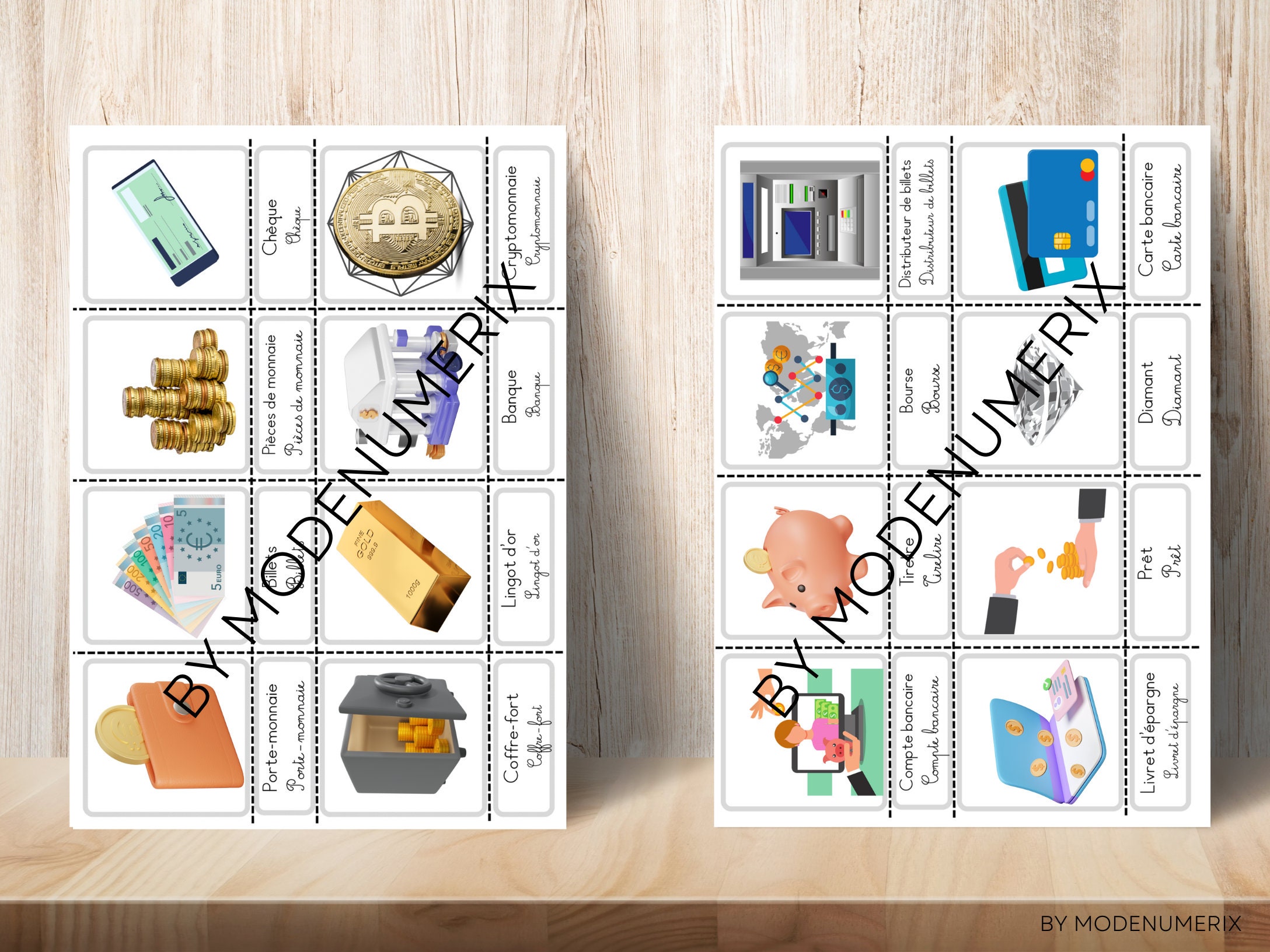 MONEY and BANK Flash Cards, Montessori Cards 3 Fun Parts, Printable Pdf ...