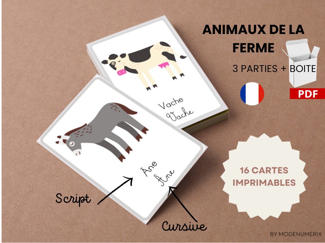 Printable FARM ANIMAL Flashcards Learn to Read by Playing Montessori ...
