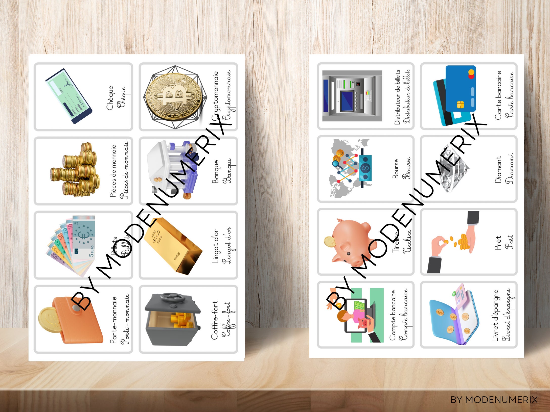 MONEY and BANK Flash Cards, Montessori Cards 3 Fun Parts, Printable Pdf ...