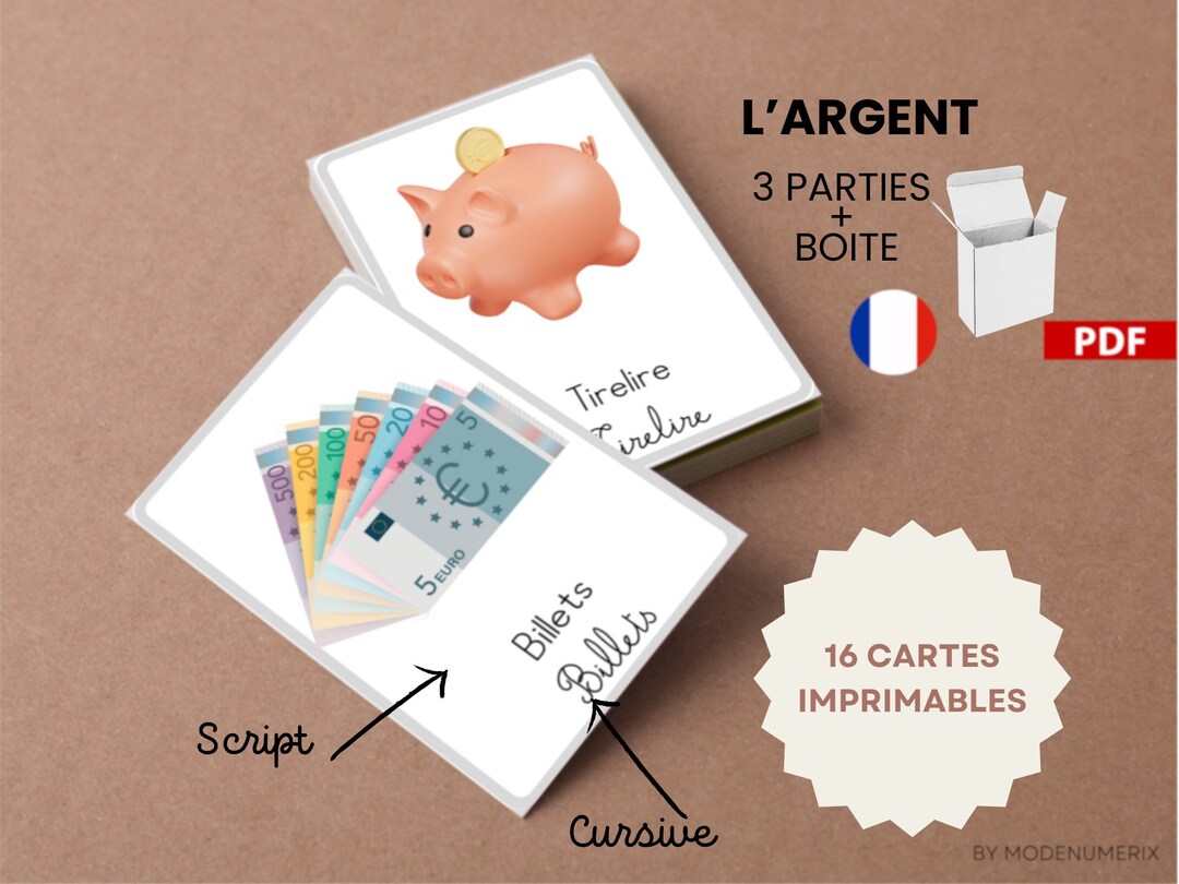 Learn MONEY BANK Flash Cards Montessori Cards 3 Fun Parts - Etsy