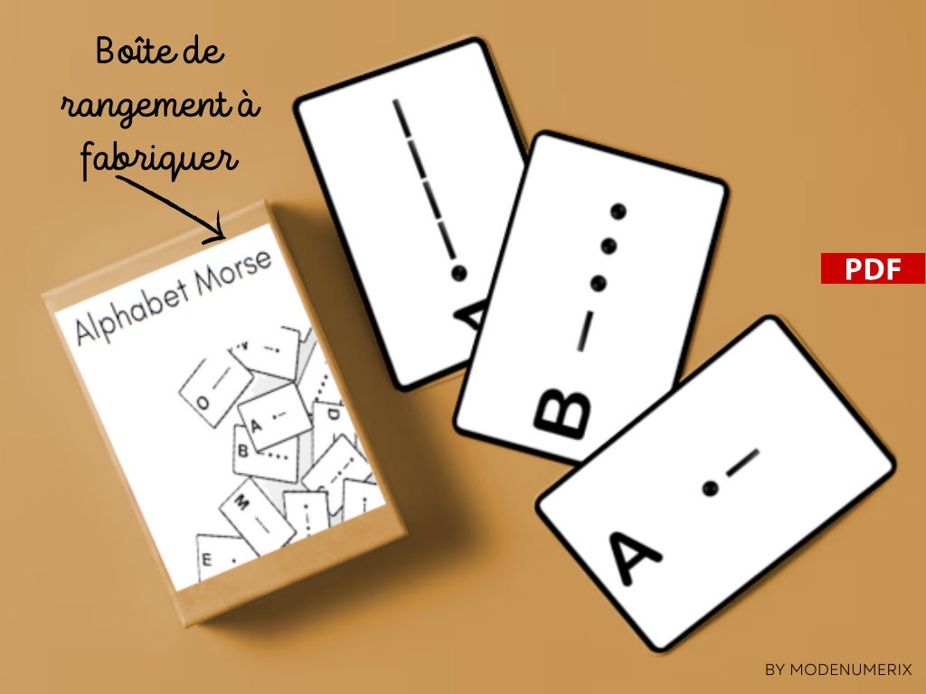 36 ABC MORSE Code Learning Cards, International Flashcard, 3-part Black ...