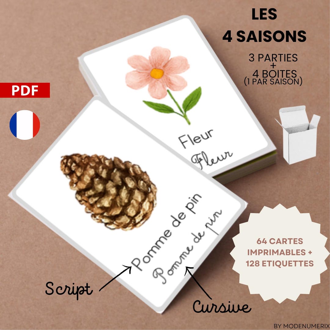 Cartes éducatives Montessori à Imprimer, 64 Flashcards Pour Enfants Sur ...