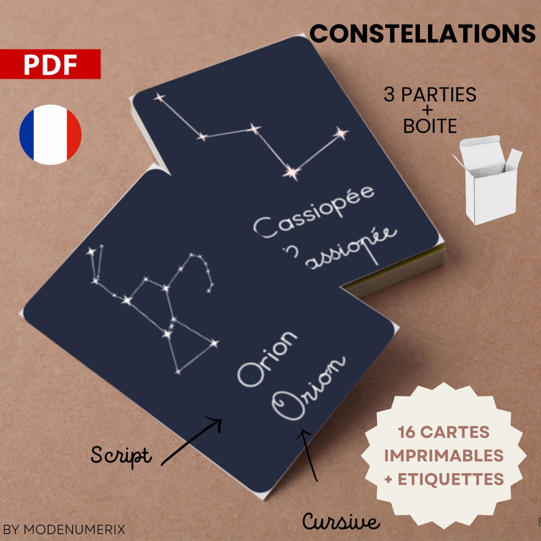 CONSTELLATIONS Cards Learns to Read in Script and Cursive, Montessori ...