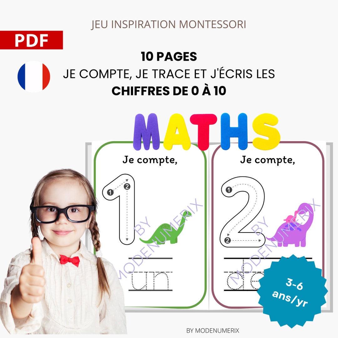 Learning Game NUMBERS in French With Dinos, Tracing COUNT Writing ...