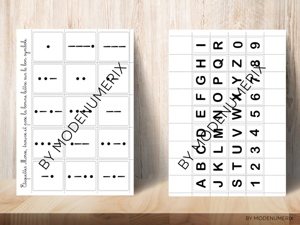 36 ABC MORSE Code Learning Cards, International Flashcard, 3-part Black ...