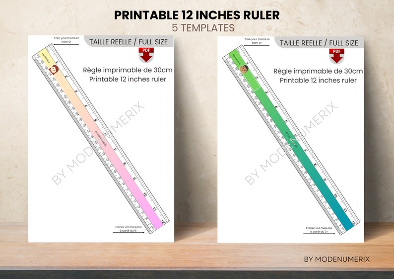 Printable Ruler Real Size 30cm, 12 Inches to Take Measurements in A4 ...