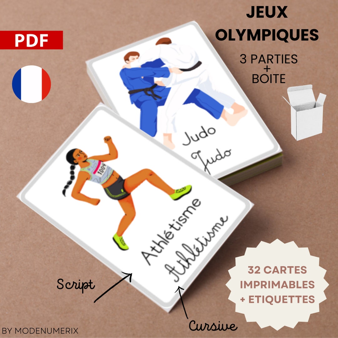 JEUX OLYMPIQUES été SPORTS Flashcard Apprend à Lire En Français 32 ...