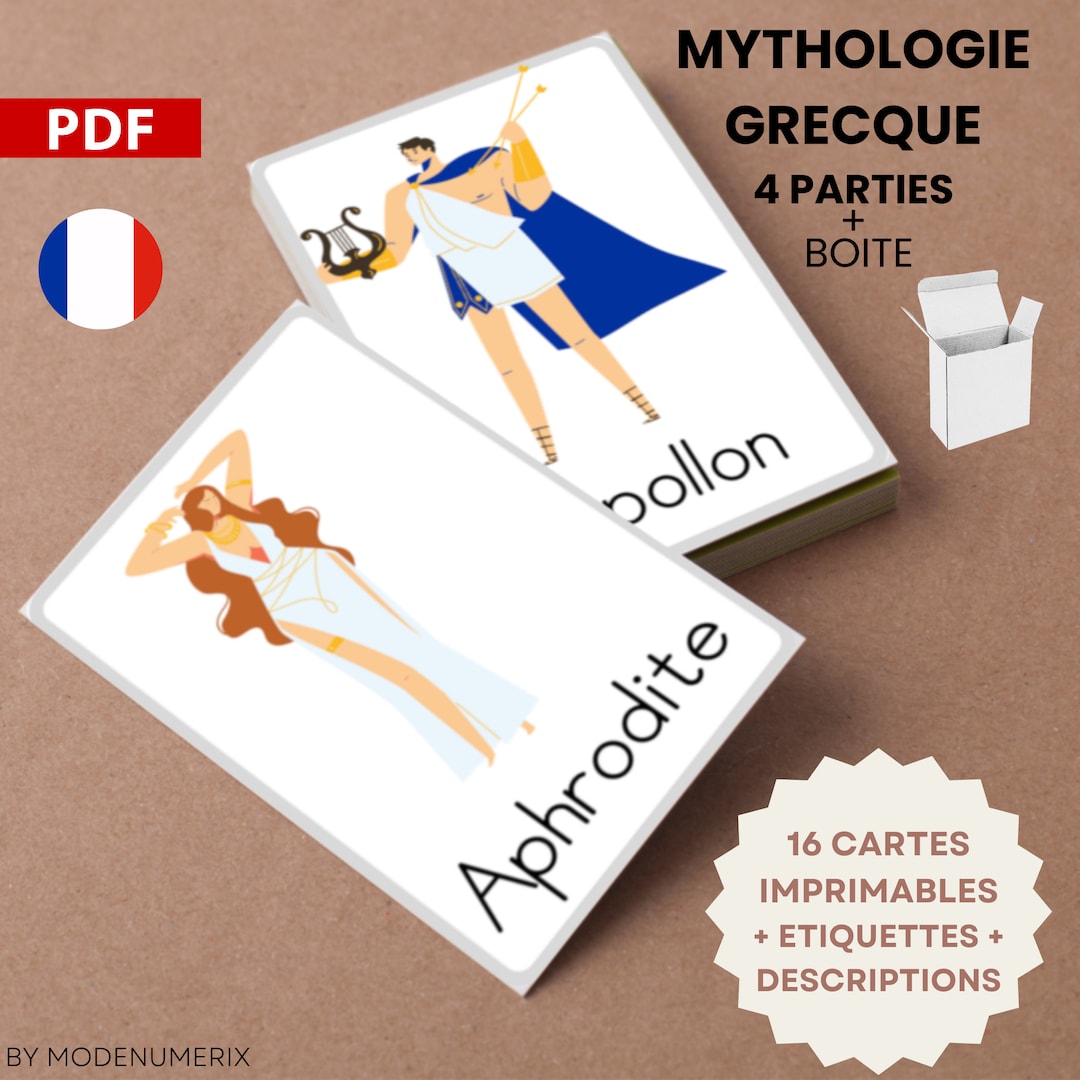 Montessori Nomenclature Cards DIVINITES of GREEK MYTHOLOGY Cards to ...