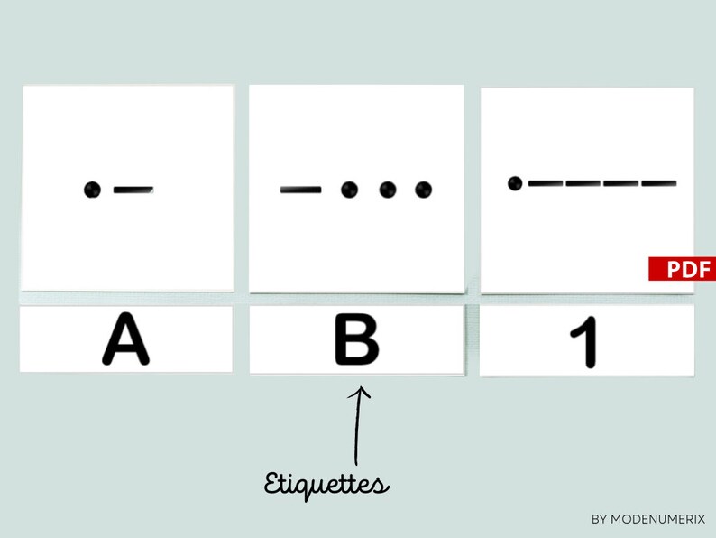 36 ABC MORSE Code Learning Cards, International Flashcard, 3-part Black ...
