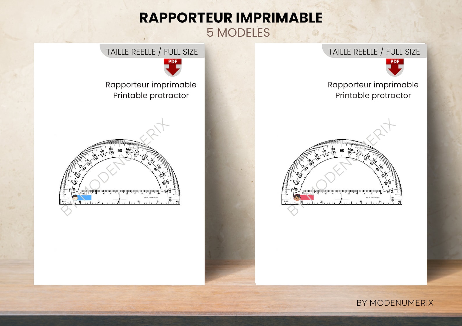 Rapporteur imprimable taille réelle en format A4 PDF, fourniture ...