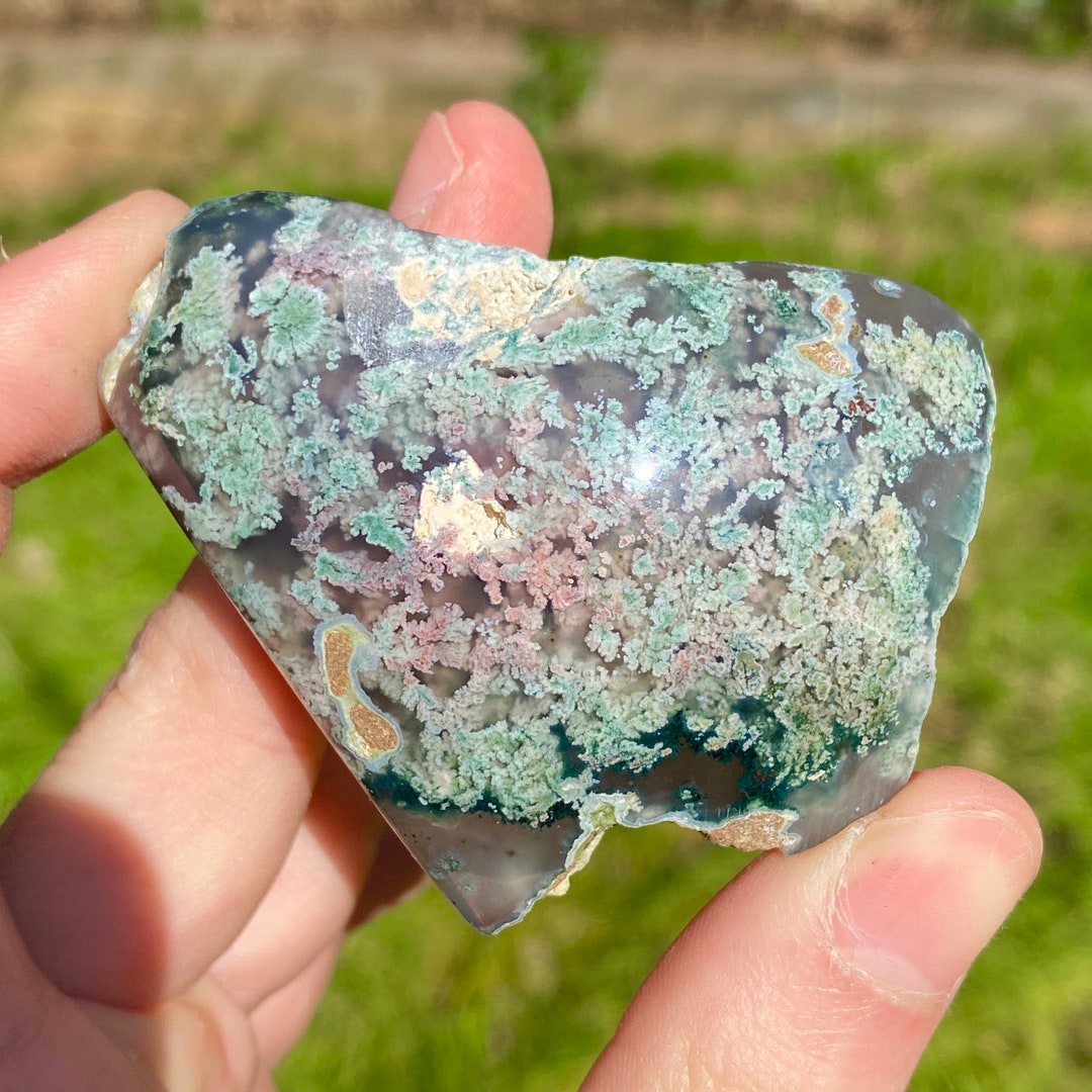Spring Blossom Lily Plume Agate, Multicolor Moss Agate Stone, Natural ...