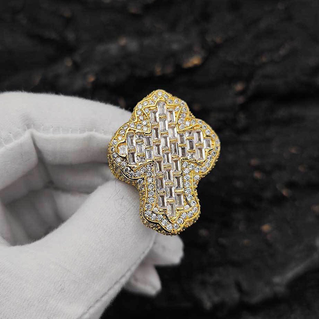 Handmade Jesus Cross Ring Iced Out Ring With Cross CZ - Etsy