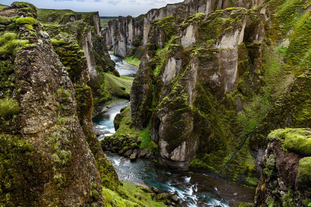 Iceland Canyon Dramatic River Gorge Landscape Photo Wall Art. Lush ...