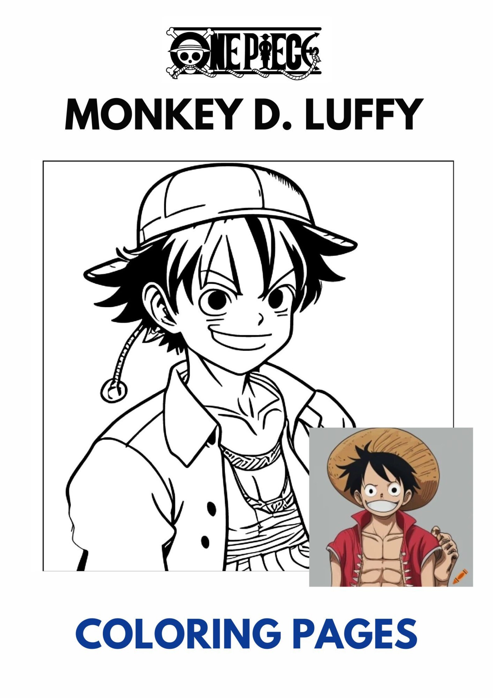 Monkey D. Luffy One Piece Coloring Pages Kids Adult 50 Pages Coloring ...