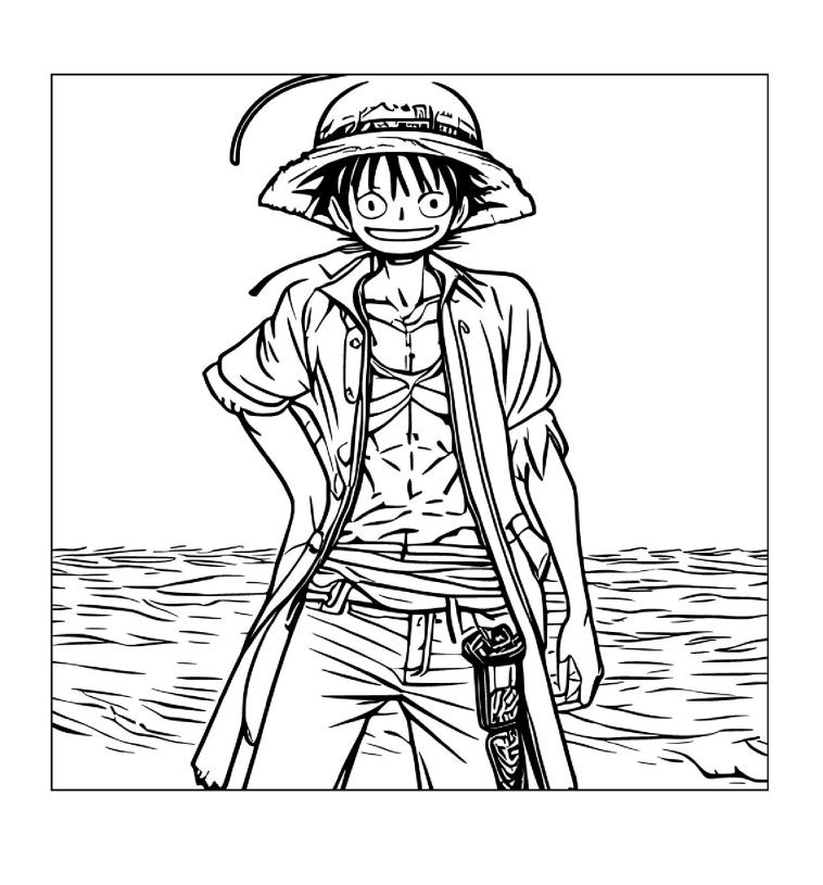 Monkey D. Luffy One Piece Coloring Pages Kids Adult 50 Pages Coloring ...