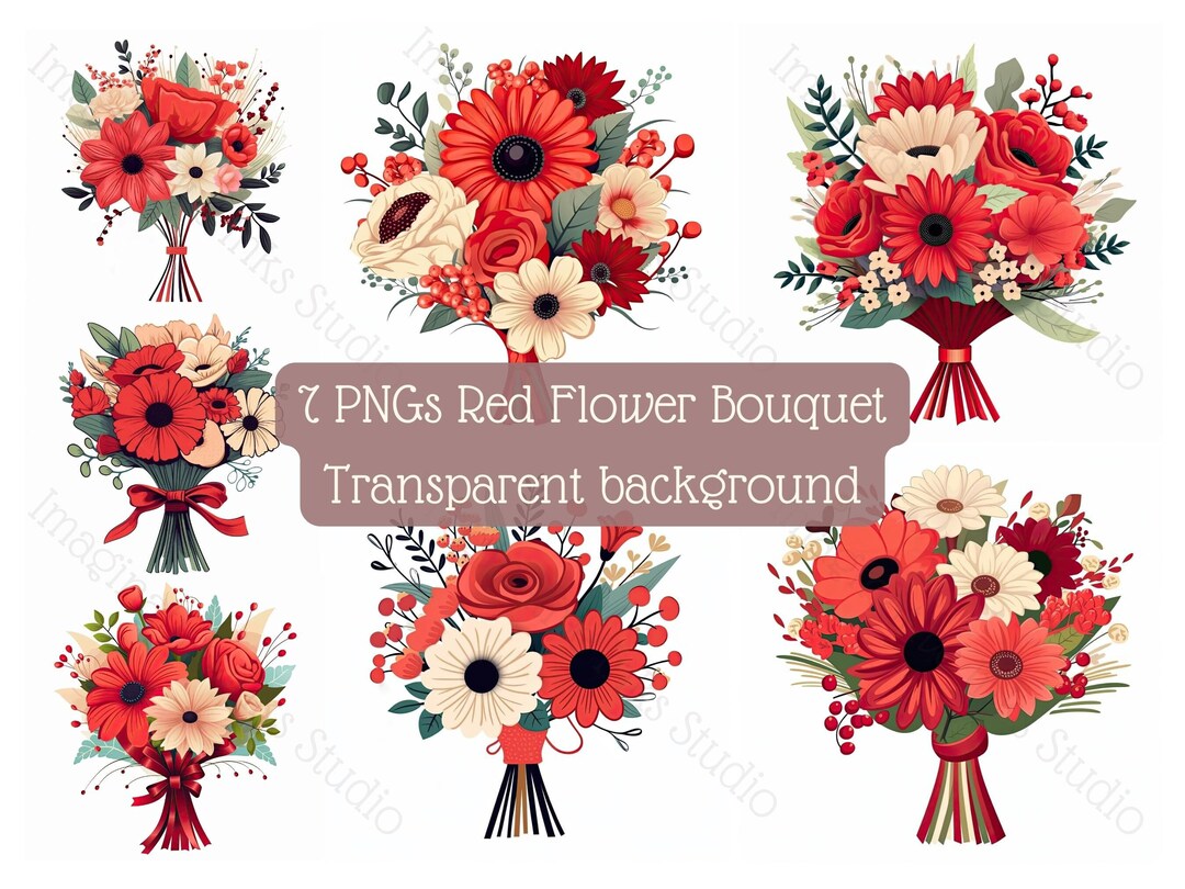Flower Bouquet Clipart Red 7 High-quality PNG With Transparent ...