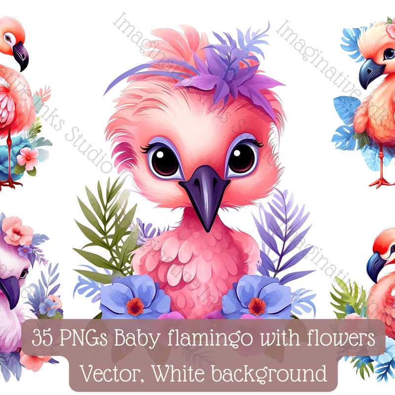 Flamingo Clipart - Etsy