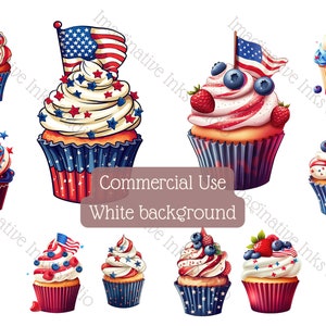 Patriotic Cupcake Clipart PNG White Background Vector Independence Day ...