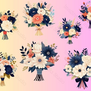 Flower Bouquet Clipart Navy 7 High-quality PNG With Transparent ...