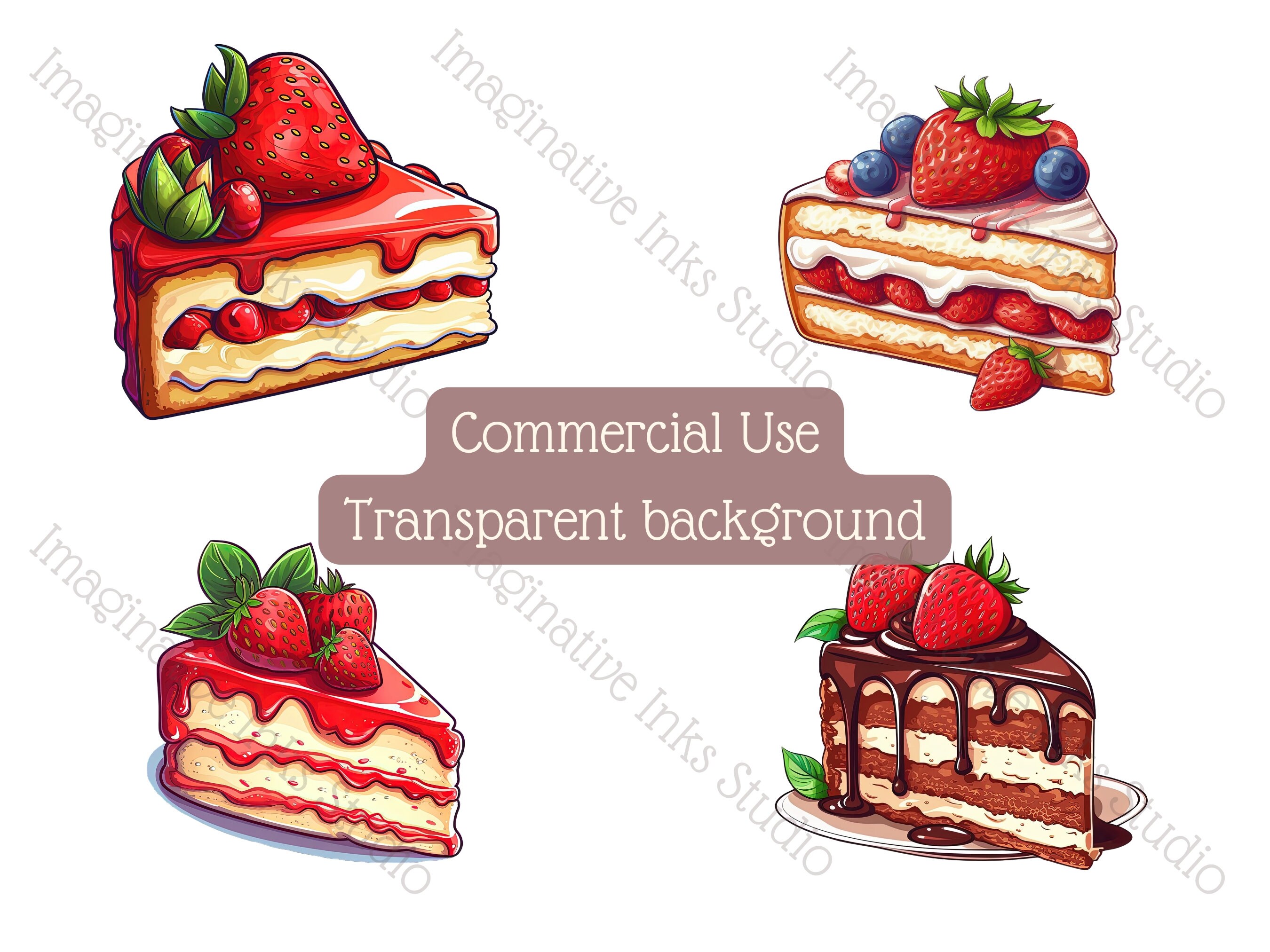 Strawberry Cake Slice Clipart 15 PNG Transparent Background Vector ...