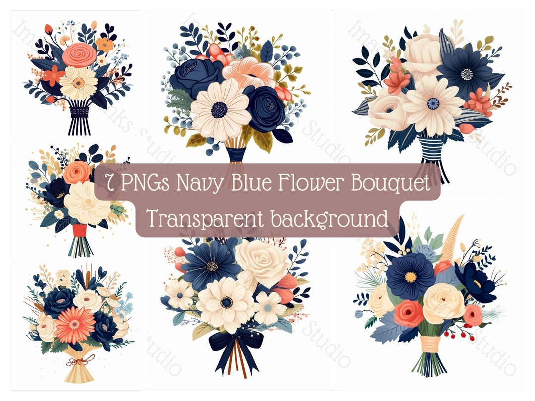Flower Bouquet Clipart Navy 7 High-quality PNG With Transparent ...