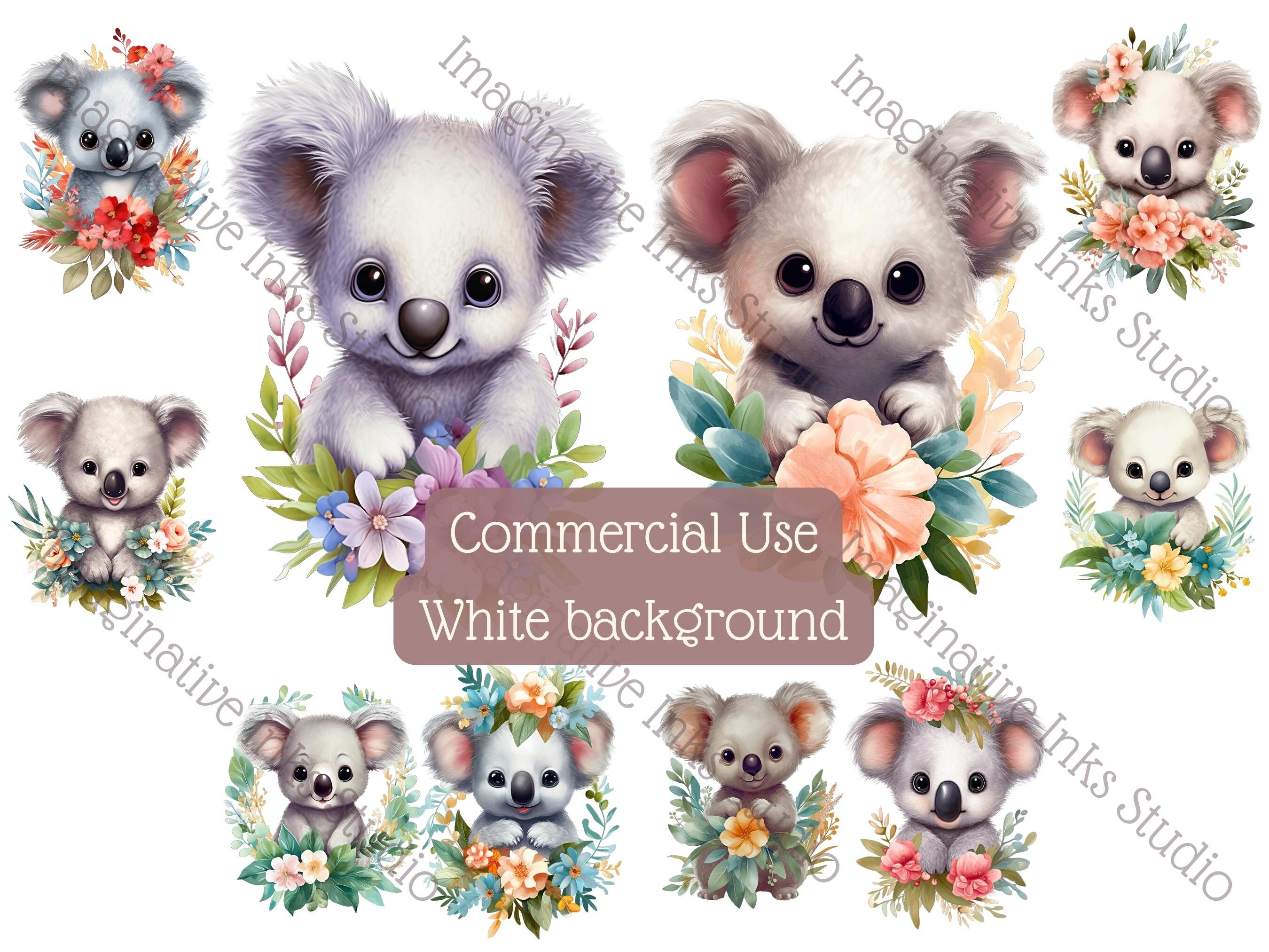 Baby Koala Clipart PNG Koala Boho Flower Koala Floral Koala Nursery ...
