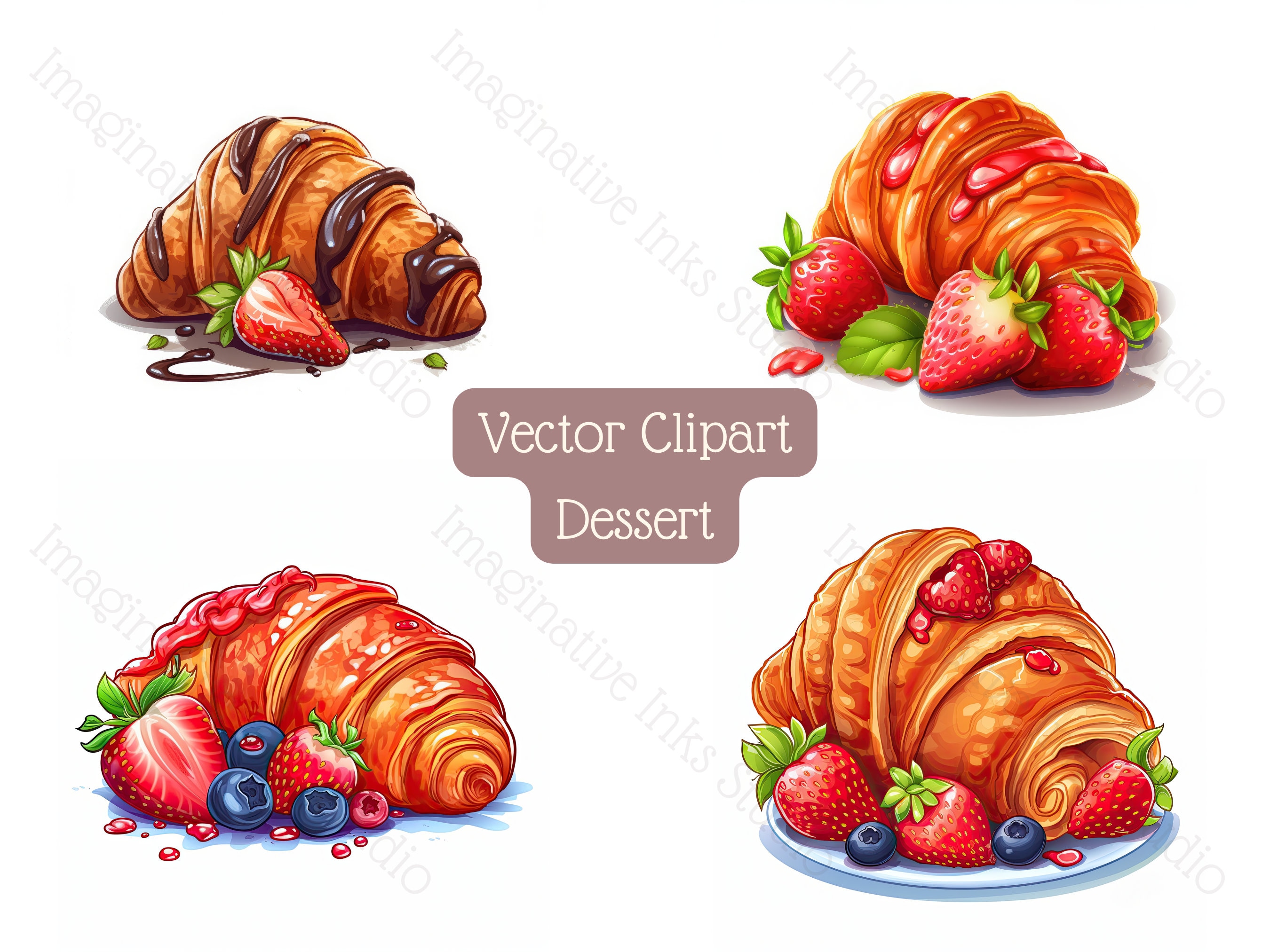 Strawberry Croissant Clipart 20 High-quality PNG With White Background ...