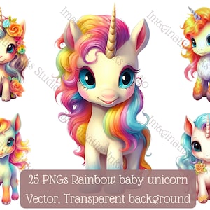 Baby Unicorn Clipart PNG Rainbow Unicorn Digital Fantasy Unicorn ...