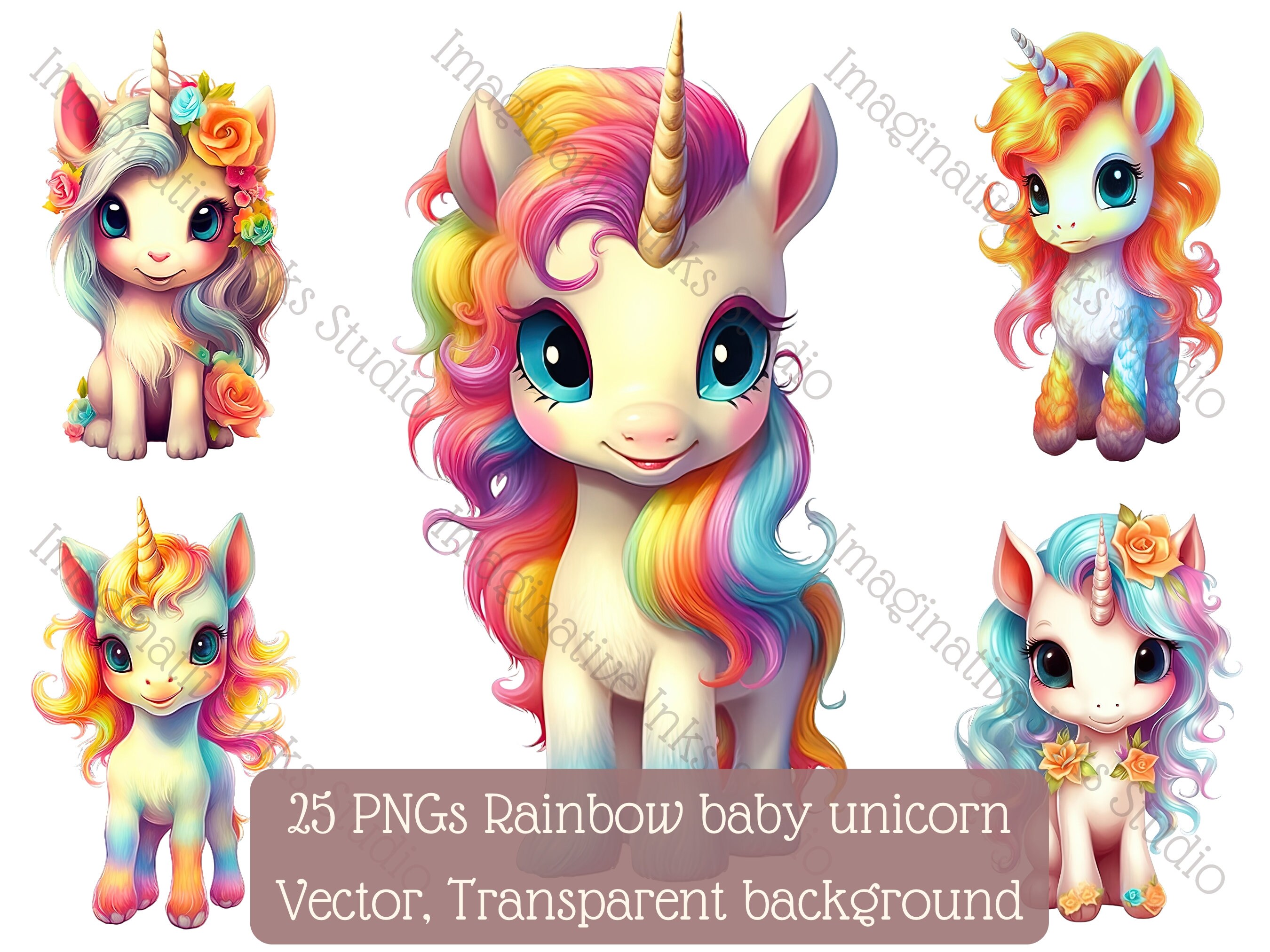 Baby Unicorn Clipart PNG Rainbow Unicorn Digital Fantasy Unicorn ...