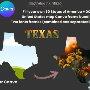 Usa States Map United States Map Canva Frame USA Individual State ...